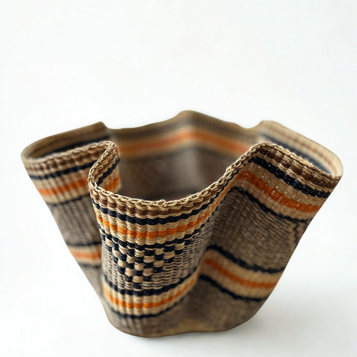 Handwoven Wave Basket - Earth Colors | Sumiye Co