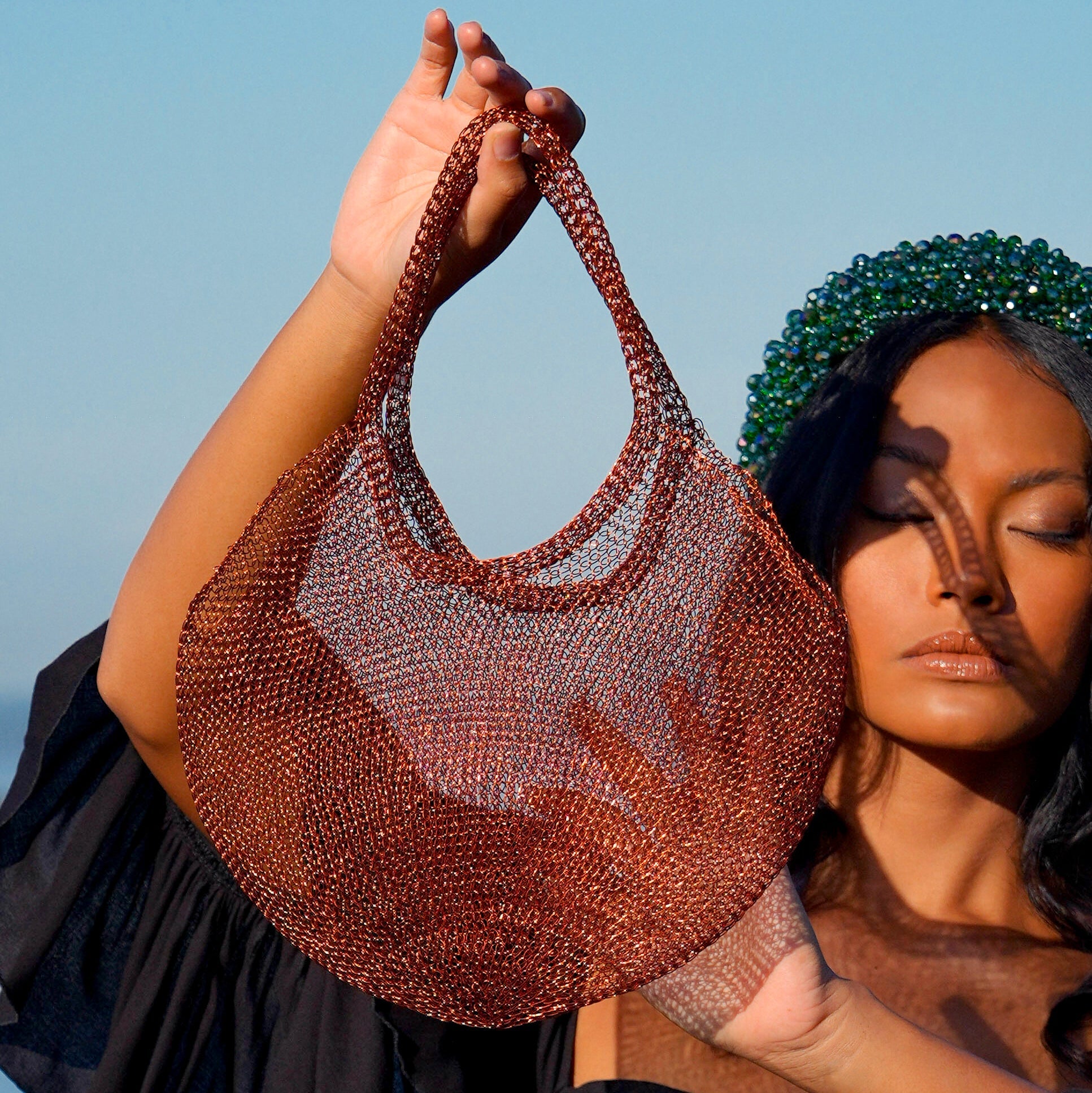 Mesh Wire Tote Bag in Copper | Sumiye Co