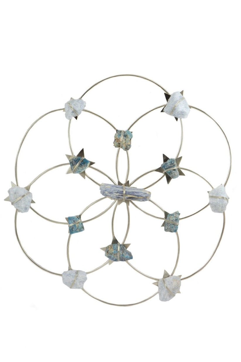 Flower of Life Crystal Grid - Tranquility- Silver Blue Ombre by Ariana Ost | Sumiye Co